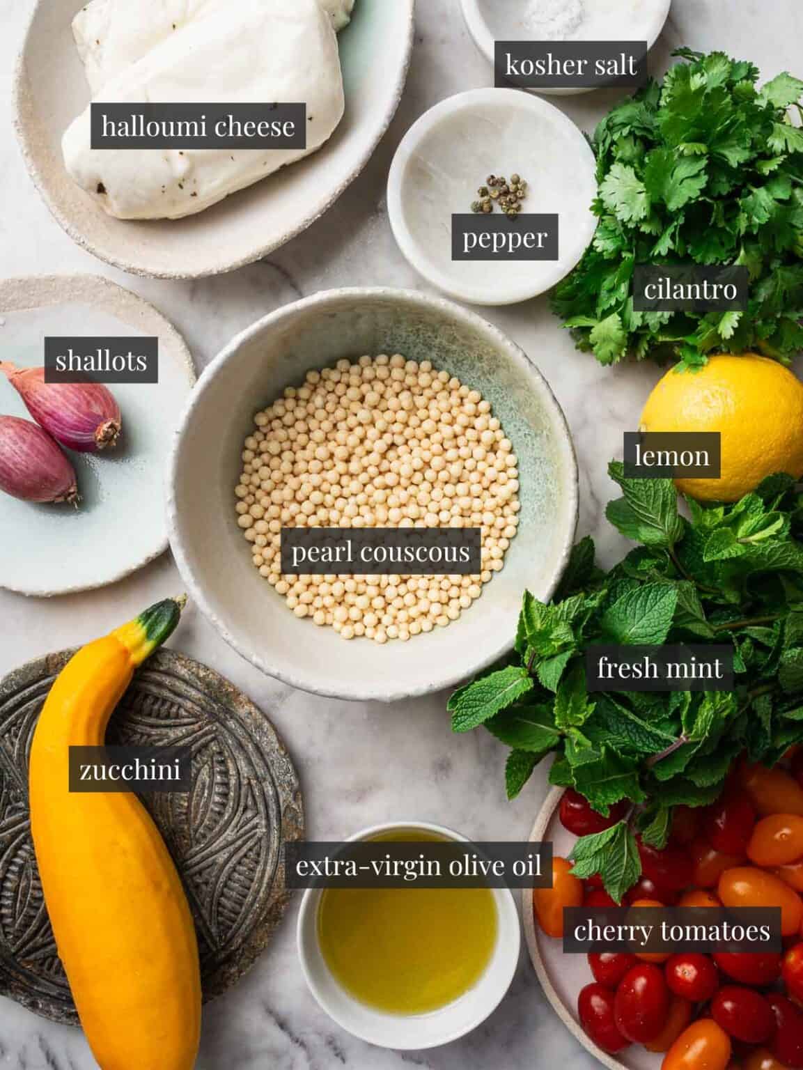 Mediterranean Pearl Couscous Salad With Halloumi | Nim Pairings