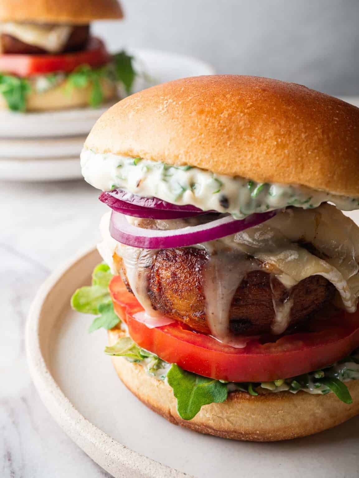 Portobello Mushroom Burger With Goat Cheese (Oven Baked) | Nim Pairings