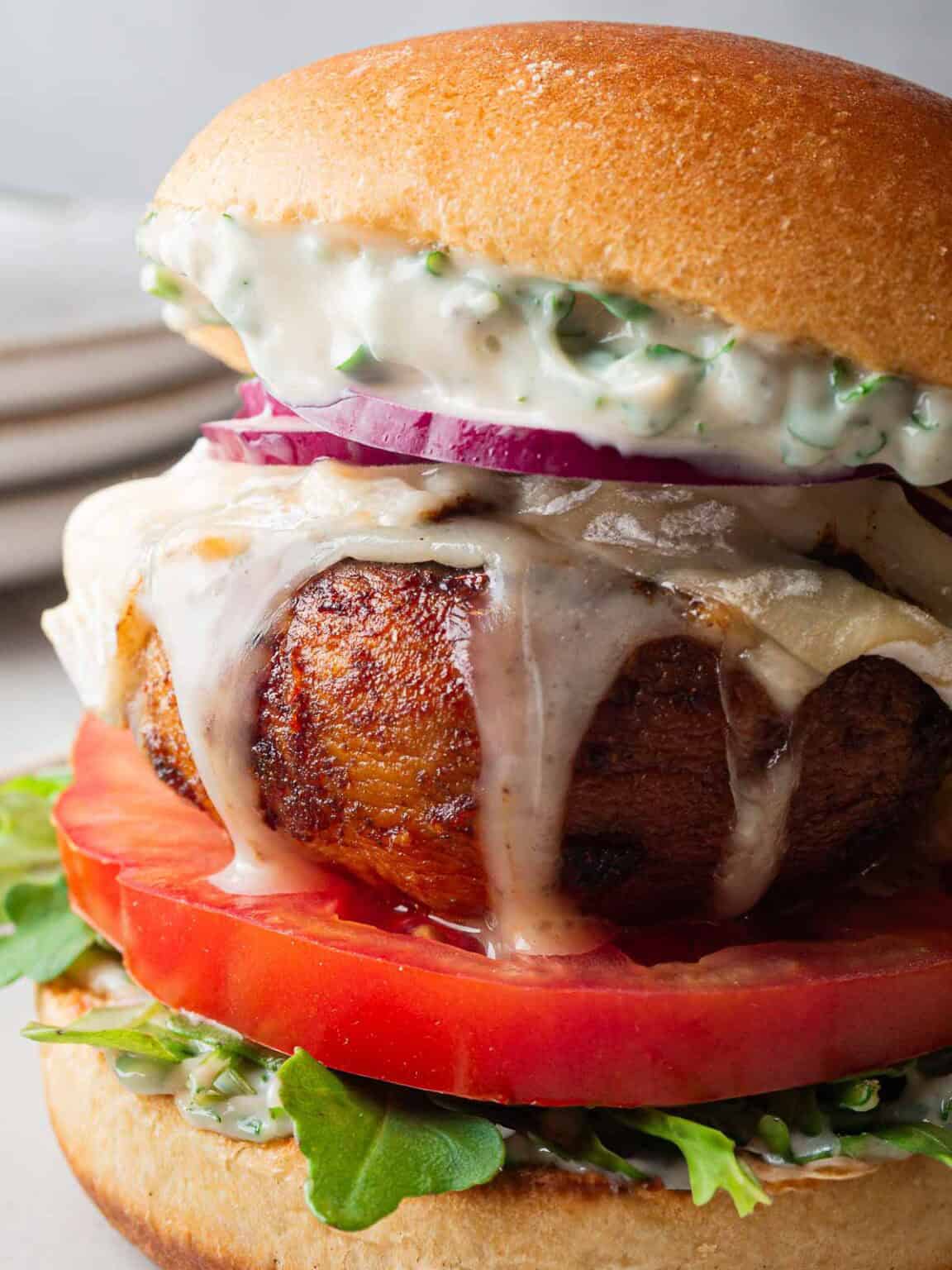 Portobello Mushroom Burger With Goat Cheese (Oven Baked) | Nim Pairings