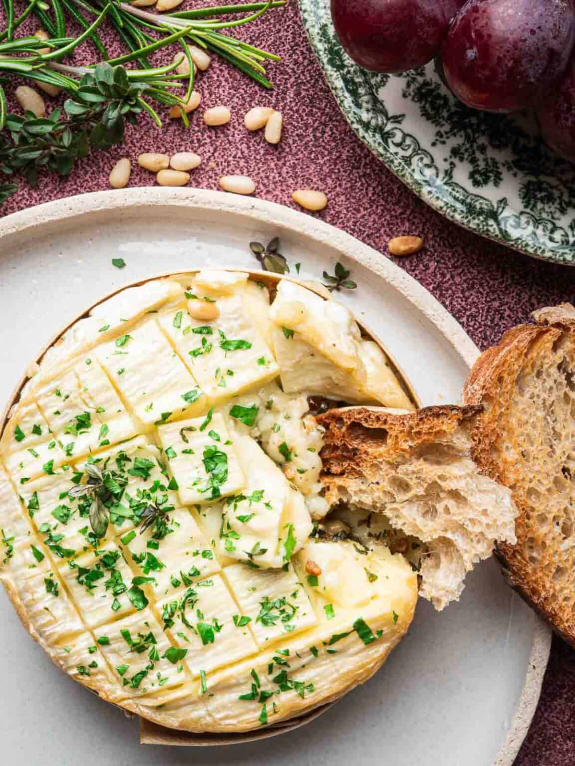Garlic Baked Brie With Herbs And Pine Nuts | Nim Pairings